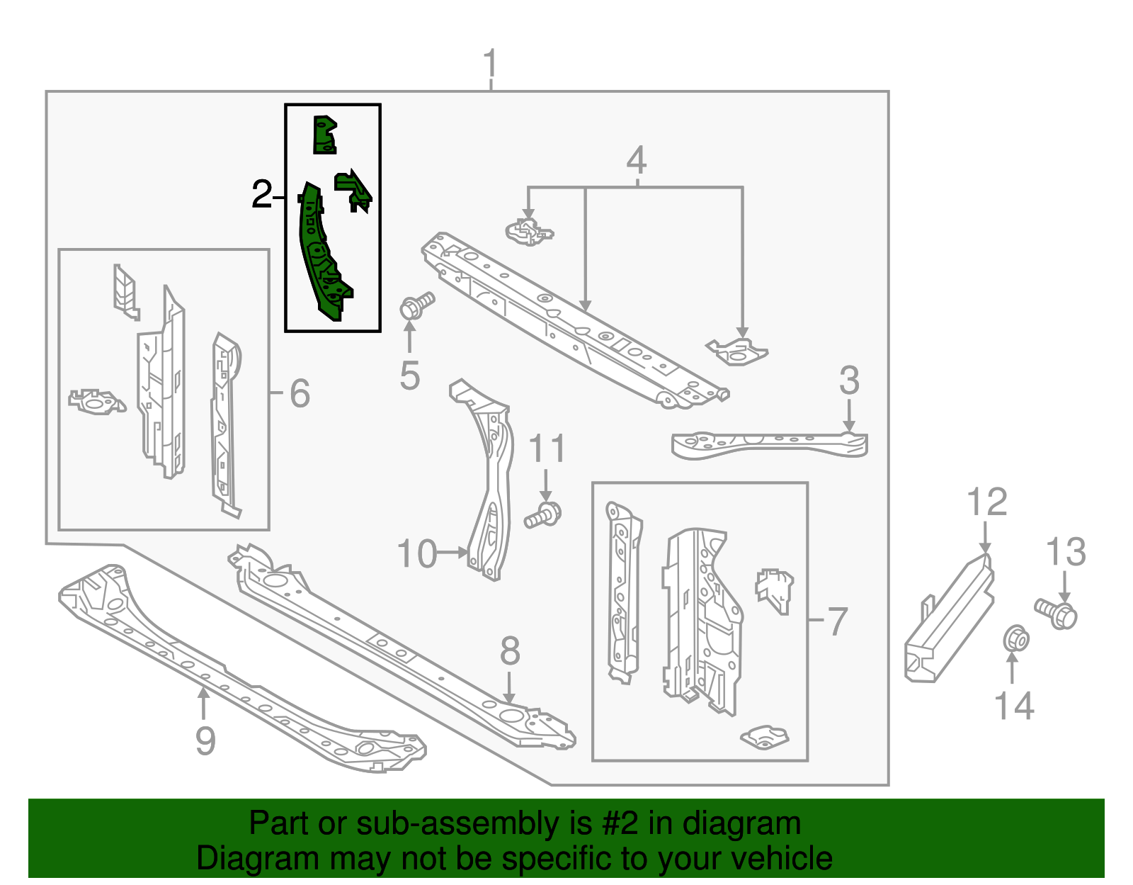 53029FL02B9P - Radiator Support Tie Bar 2017-2023 Subaru Impreza ...