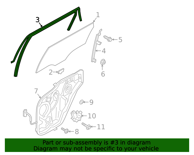83540-S1000 - Window Channel 2019-2020 Hyundai Santa Fe ...