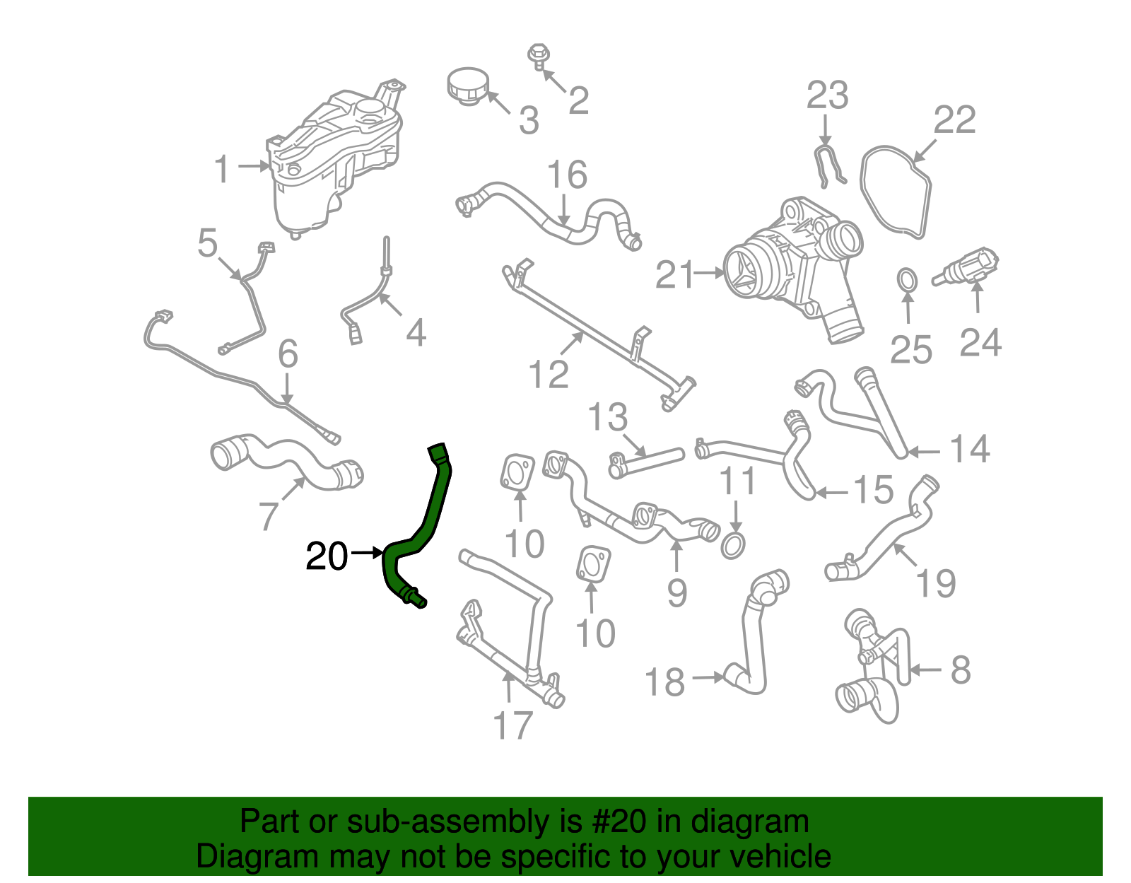 LR005566 - Water Hose 2008-2012 Land Rover LR2 | Land Leaping Genuine ...