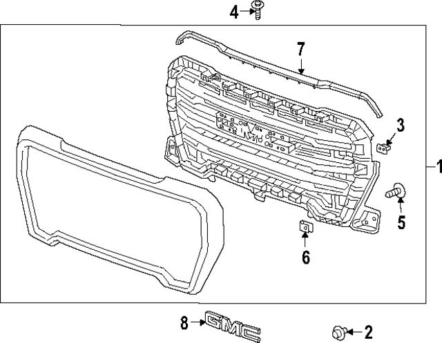 84508681 - Front Grille Kit 2019-2022 GMC | GMPartsNow