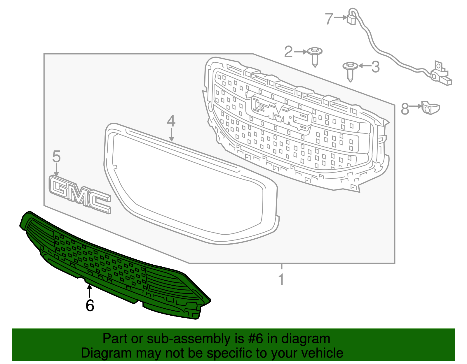 2017-2019 GMC Acadia Front Lower Grille 23464007 GM | GMPartsDirect.com
