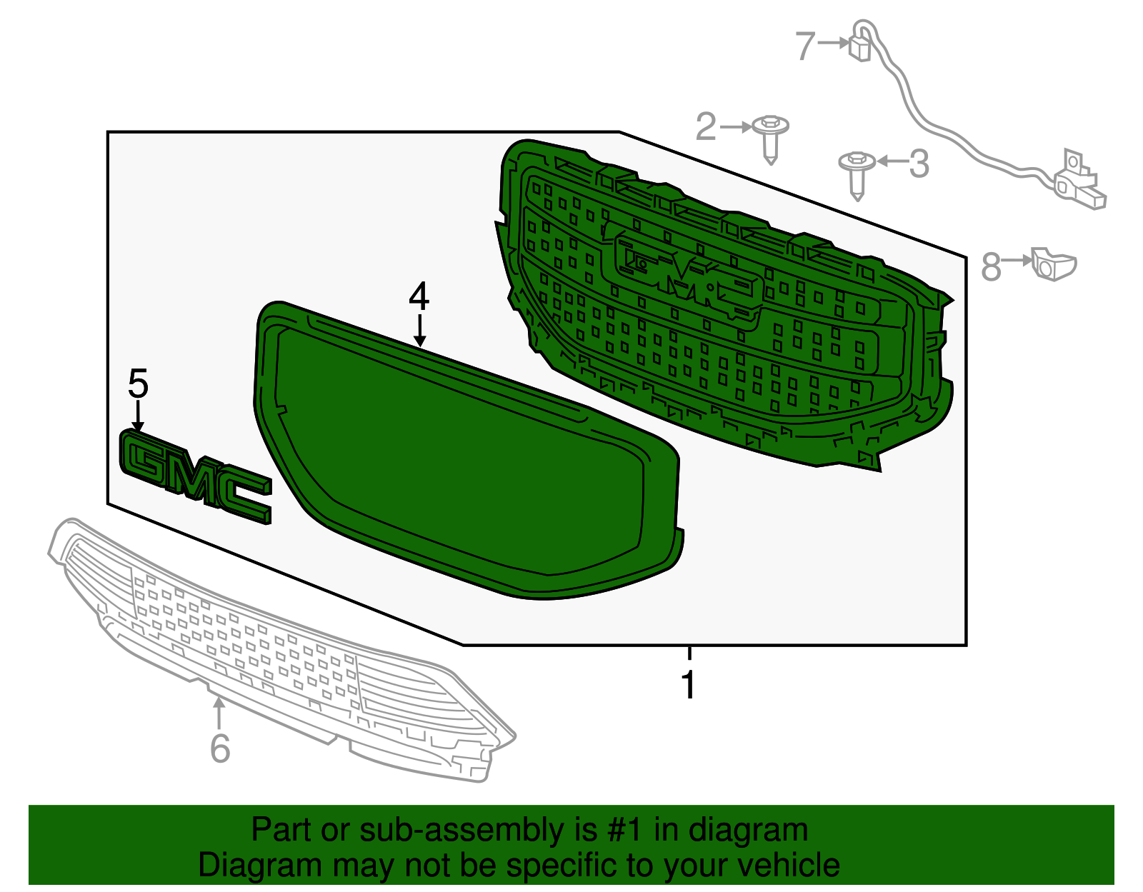 2017-2019 GMC Acadia Primed Front Grille 84378406 | GM Parts Center
