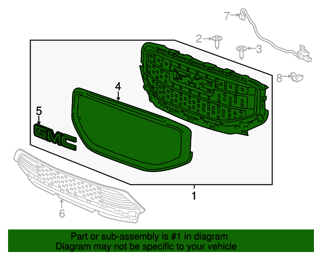 2017-2019 GMC Acadia Exterior Bright Chrome Front Grille 84431667 | GM ...