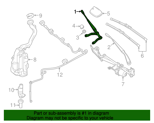 176-820-01-44 - Windshield Wiper Arm 2014-2016 Mercedes-Benz ...