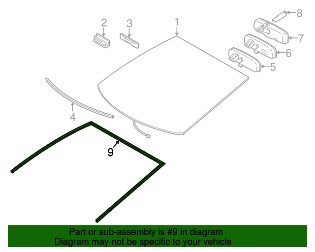 2010-2015 Toyota Windshield Molding 75533-47050 | Toyota Parts Center