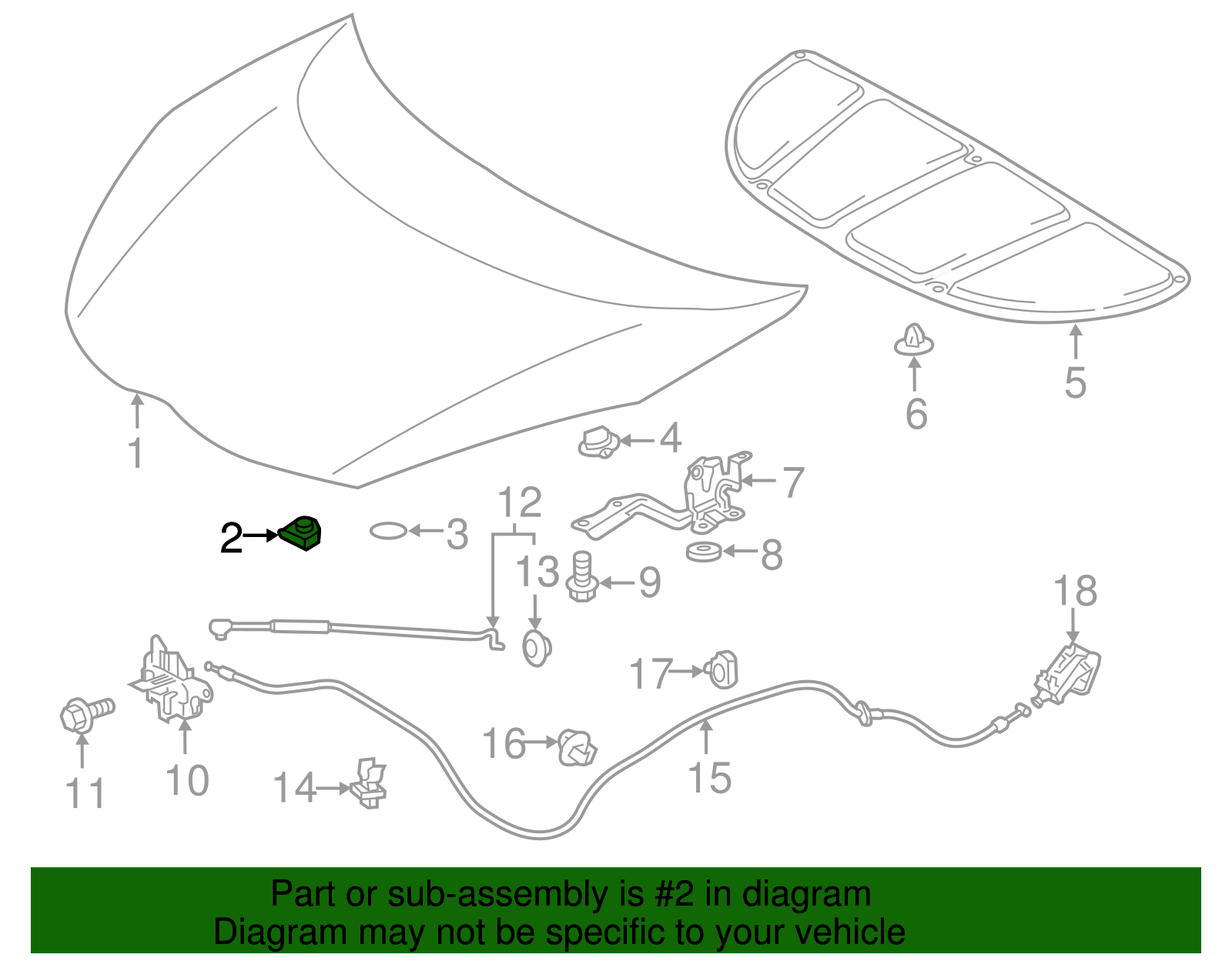 2007-2019 Toyota Hood Stopper 55738-52050 | Toyota Parts Center