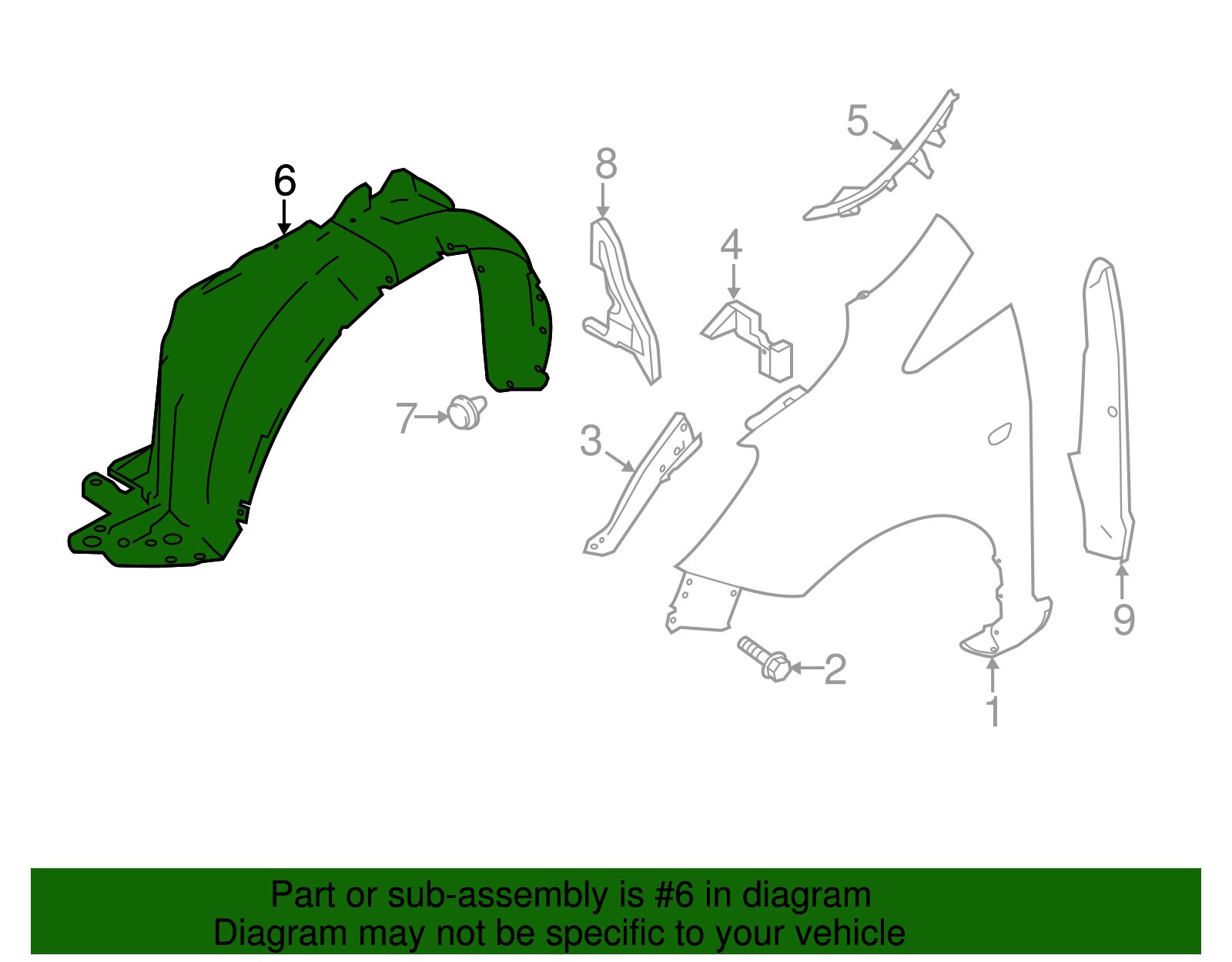 2014-2019 Nissan Versa Note Fender Liner 63842-3WC0A | Nissan Parts Plus