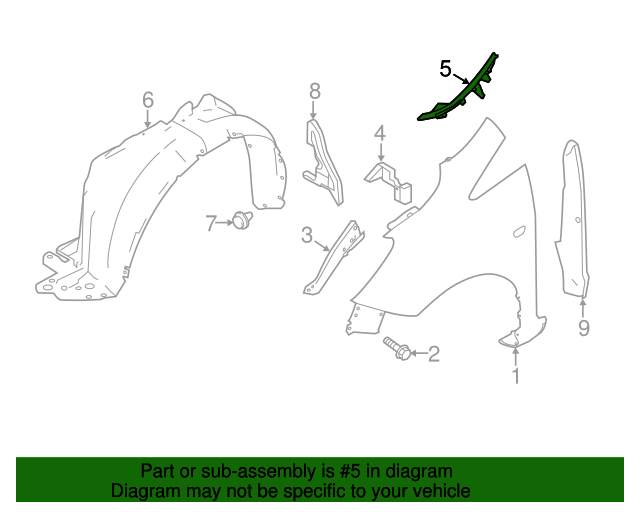 2014-2019 Nissan Versa Note Fender Seal - Passenger Side (RH) 66894 ...