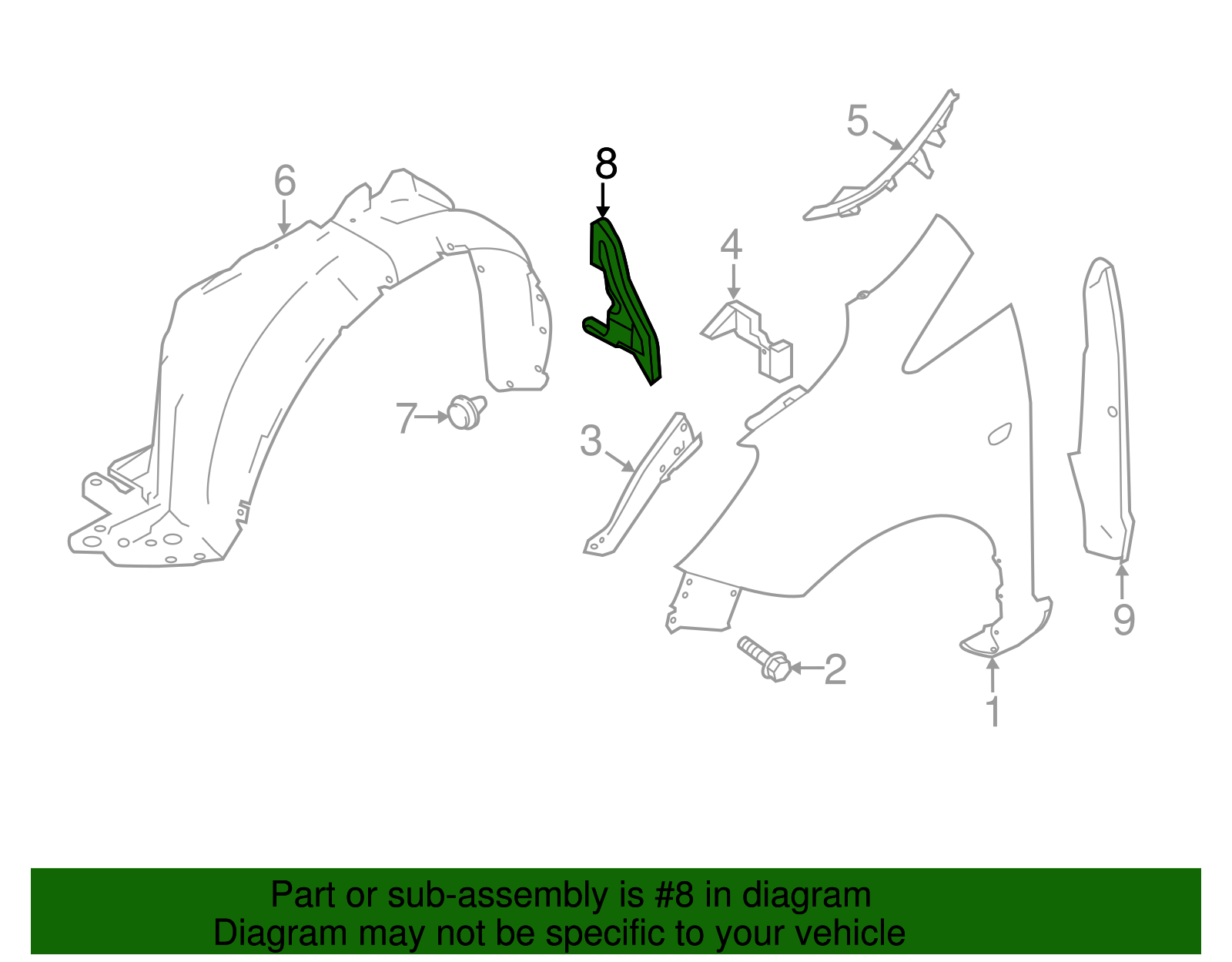 2014-2019 Nissan Versa Note Fender Liner Insulator 638A3-3WC0A | Nissan ...