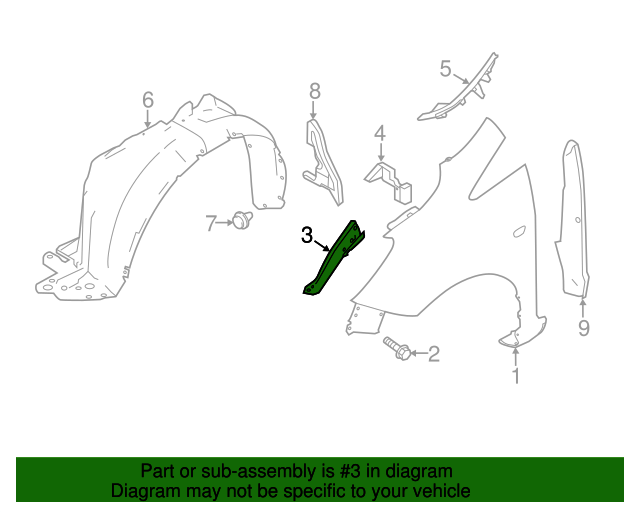 F3161-3WCAA - Fender Bracket 2014-2019 Nissan Versa Note | Nissan Parts ...