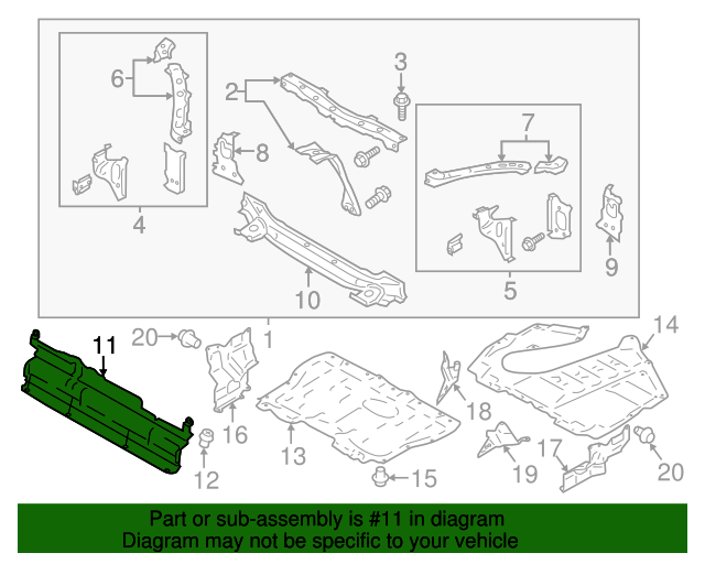 SU003-01221 - Radiator Support Splash Shield 2013-2020 Toyota ...