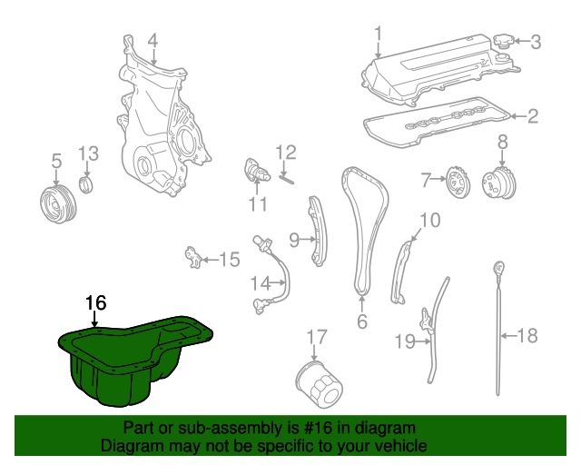 1998-2008 Toyota Oil Pan 12101-0D010 | OEM Parts Online