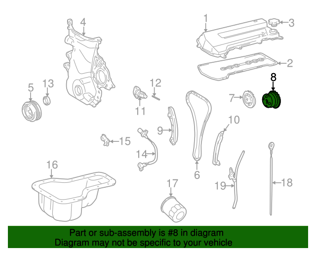 13050-0D010 - Engine Timing Camshaft Sprocket - 1998-2008 Toyota | OEM ...