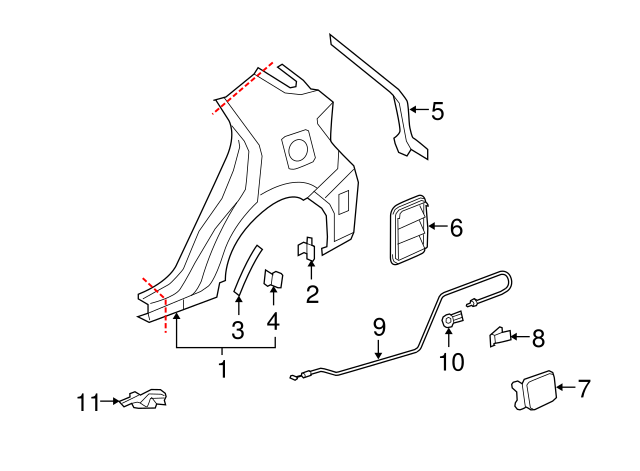 2009-2013 Toyota Matrix Quarter Panel Protector 58742-02140 | Toyota ...