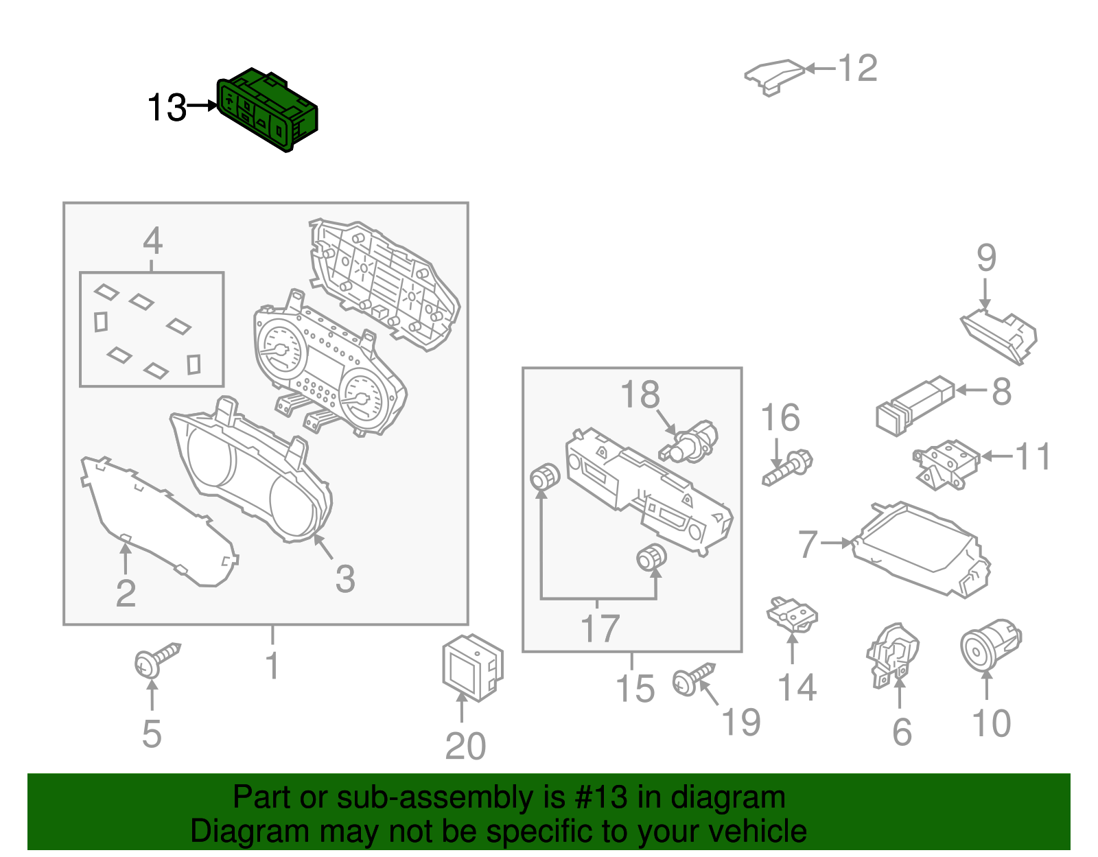 2015-2020 Hyundai Control Switch 93700-B1230-SG2 | Hyundai Wholesale Direct