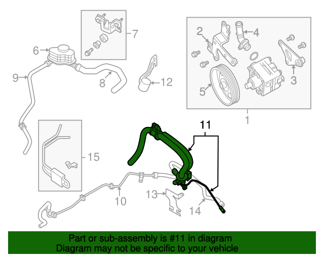 2012-2014 Nissan Maxima Power Steering Pressure Line Hose (no sensor ...