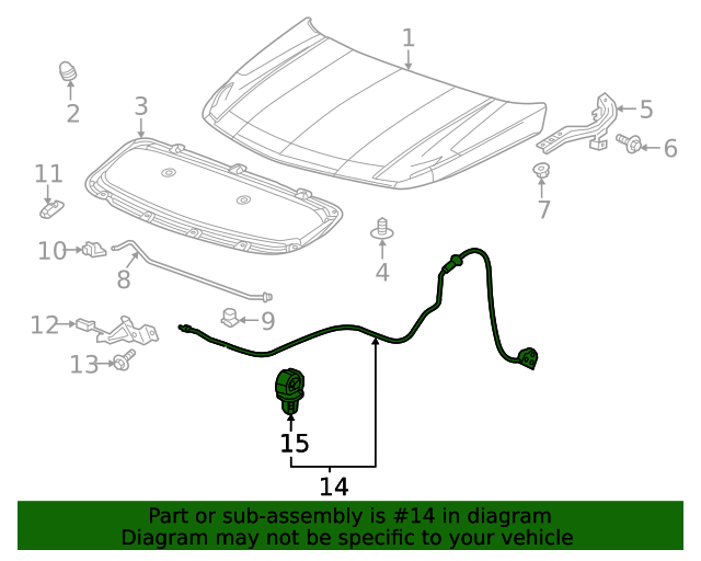 2022-2023 Chevrolet Bolt EUV Jet Black Hood Primary Latch Release Cable ...