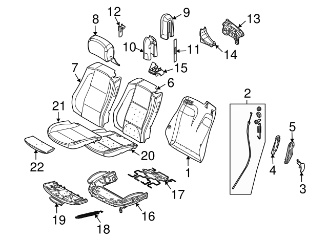 52107056147 - 2004-2010 BMW Seat Back Panel (52-10-7-056-147) | BMW of ...