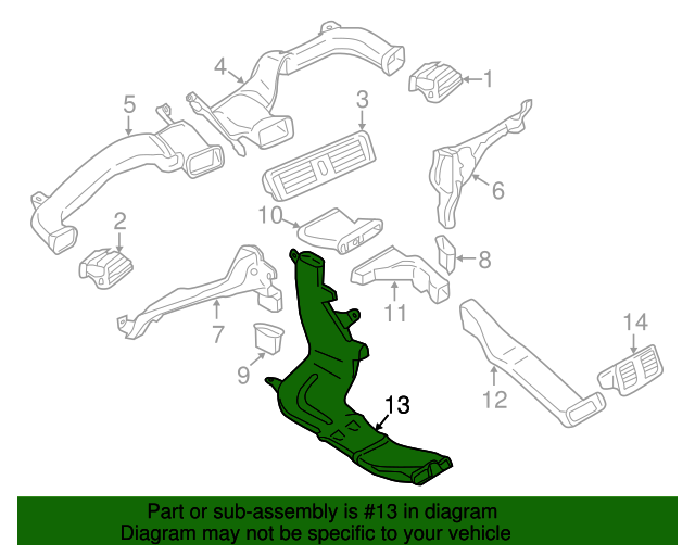 64-22-7-302-851 - Instrument Panel Air Duct 2012-2021 BMW ...