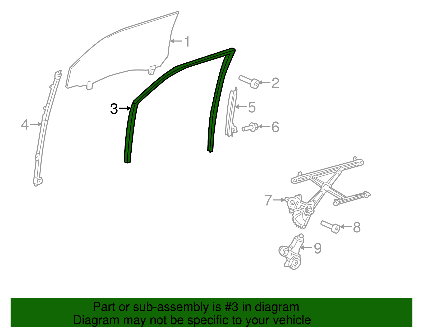 2011-2020 Toyota Sienna Window Channel (Left, Front) 68151-08020 ...