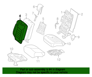 166-920-40-13-9D88 - Seat Back Cushion Cover 2016-2019 Mercedes-Benz ...
