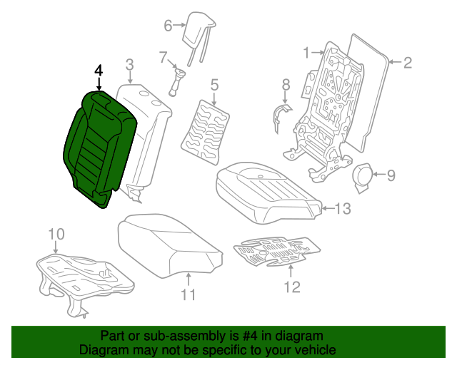 166-920-40-13-9D88 - Seat Back Cushion Cover 2016-2019 Mercedes-Benz ...