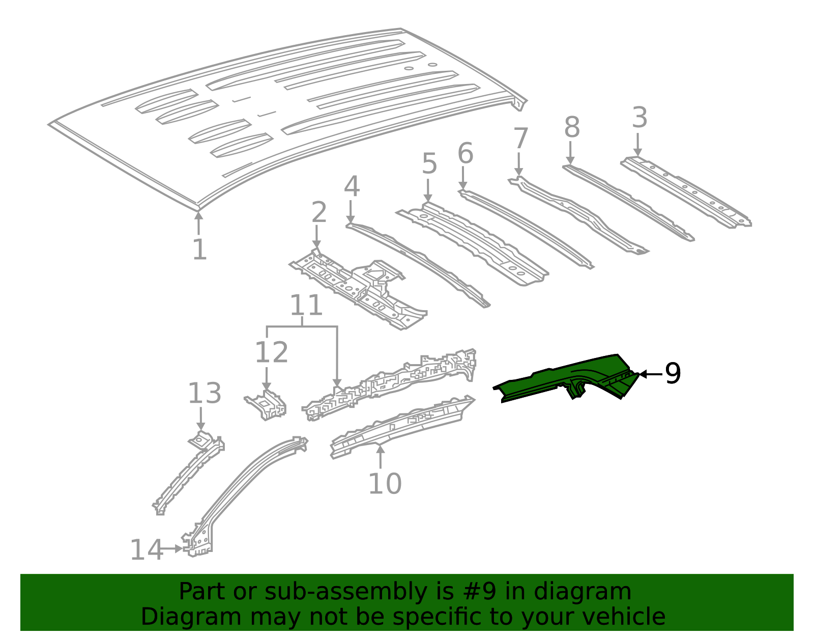 2022-2024 Toyota Roof Rail 61220-0R011 | Toyota San Diego Parts