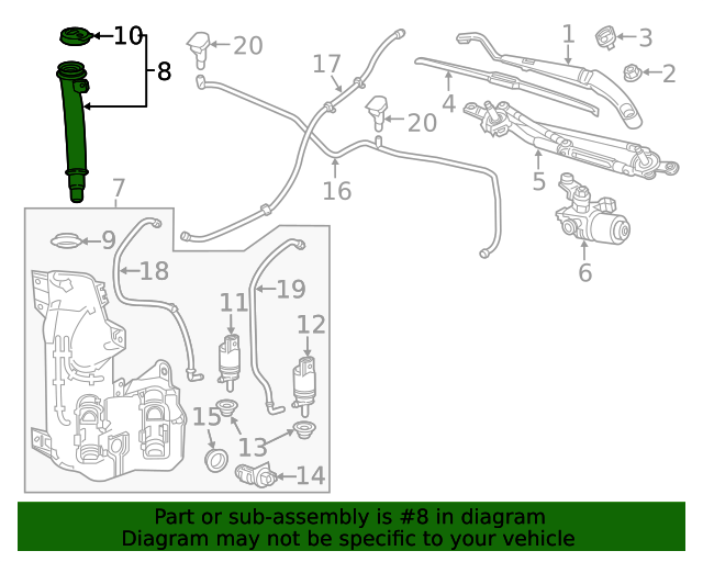 23275138 GM Windshield Washer Solvent Container Filler Tube | GM Parts ...