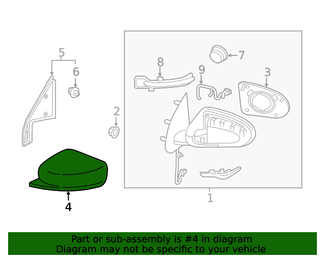 2018-2024 Nissan Mirror Cover 96374-5RB1H | World OEM Parts Nissan