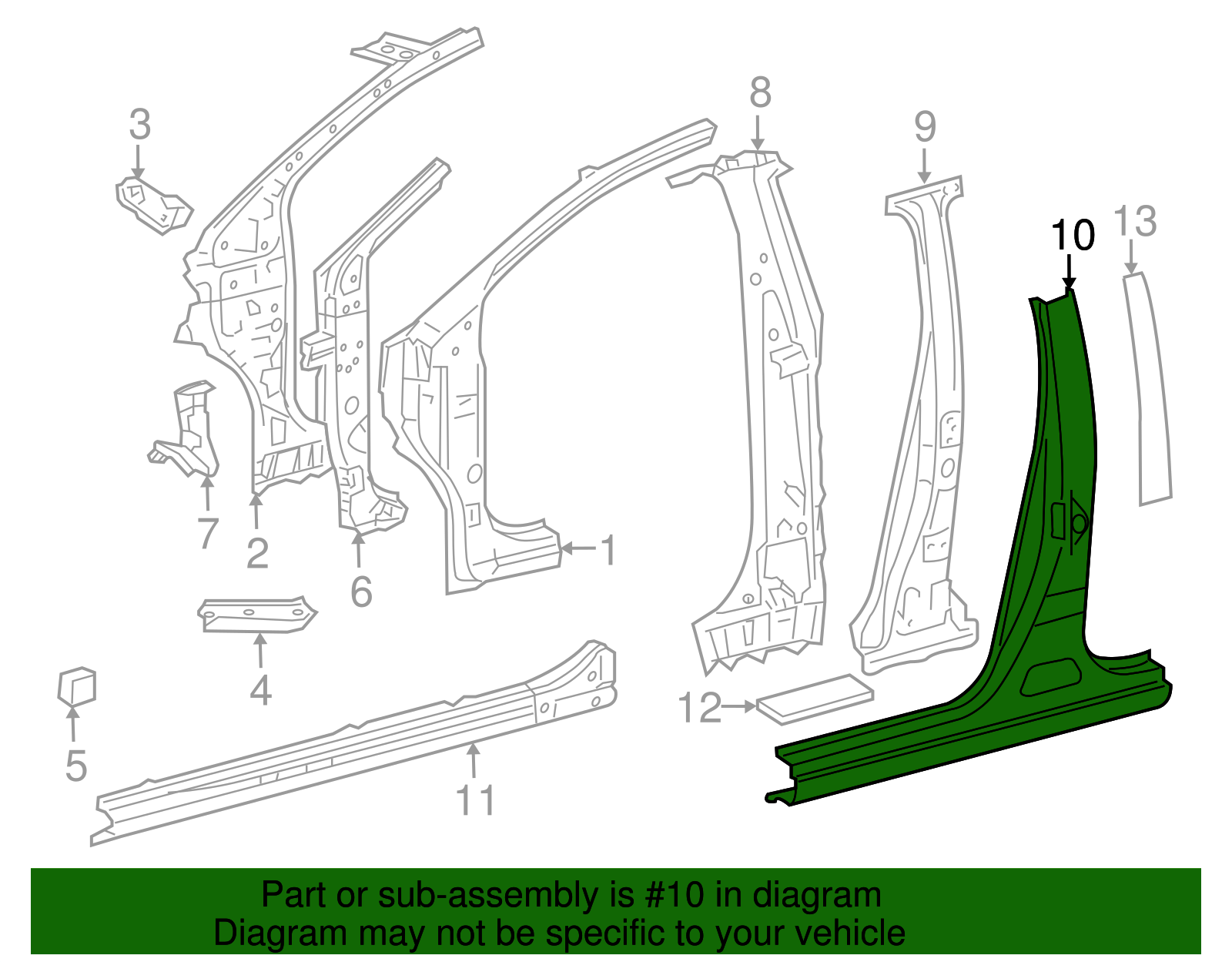 2012-2018 Toyota Yaris Center Pillar & Rocker 61412-52290 | Toyota ...