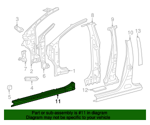 2012-2018 Toyota Yaris Inner Rocker 61404-52200 | Toyota Parts Center