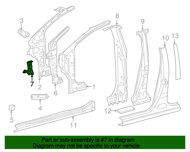 61117-52021 - Hinge Pillar Reinforced Gusset 2012-2014 Toyota Yaris ...