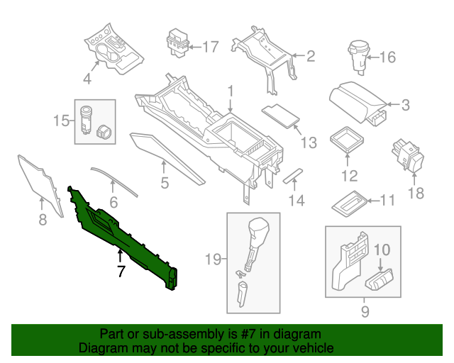96906-5AA0A - Console Panel 2015-2024 Nissan Murano | Nissan Parts ...