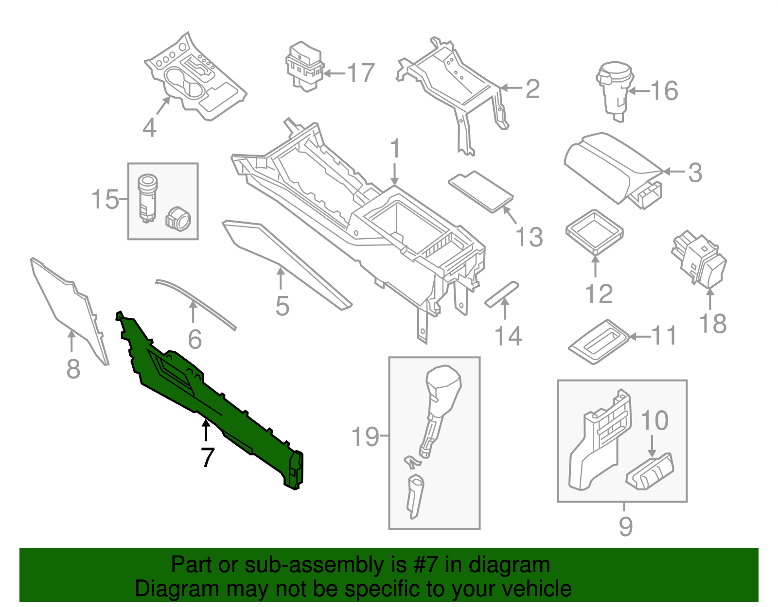 2015-2024 Nissan Murano Console Panel 96906-5AA0A | Bill Kay Nissan Parts