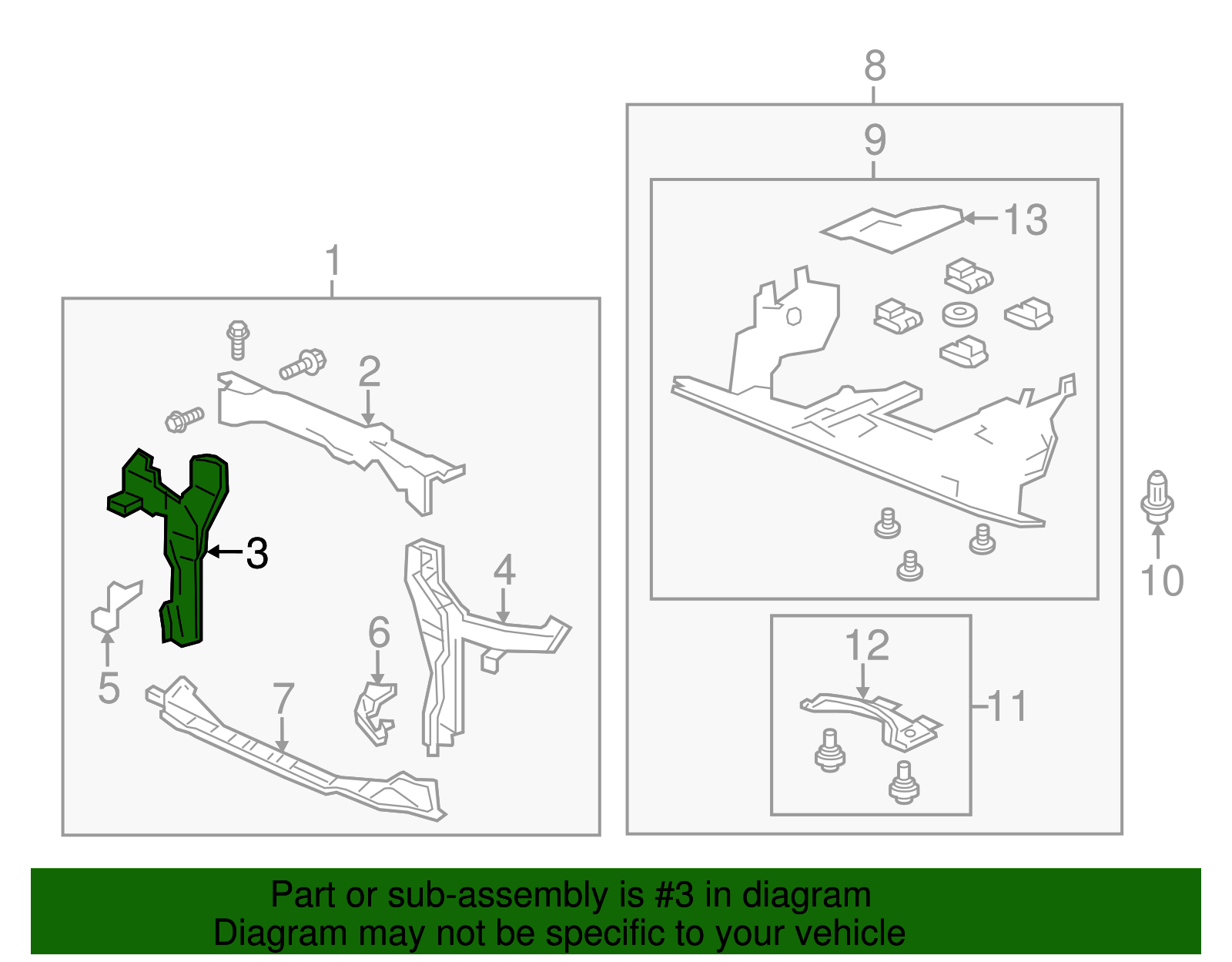04601-T0A-A00ZZ - 2012-2014 Honda CR-V - Stay Set R Front Bulkhead Side ...