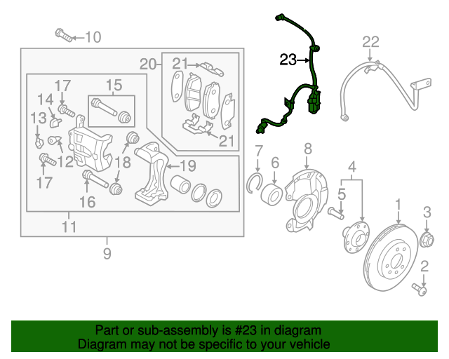 95671-1R000 - ABS Wheel Speed Sensor 2012-2017 Hyundai Accent ...