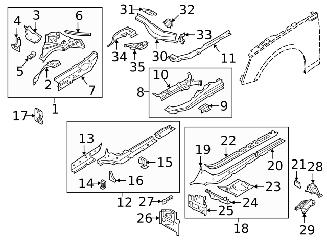 2017-2024 Audi Floor Side Rail Reinforcement 8W0-803-110 | OEM Parts Online