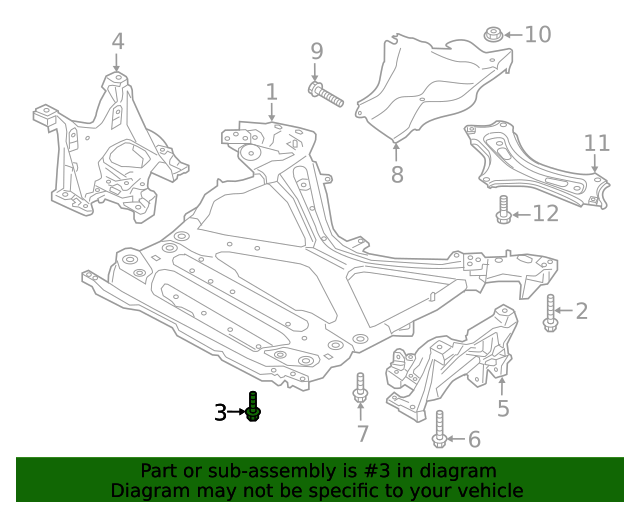 2013-2024 Audi Engine Cradle Mount Bolt WHT-005-372 | Audi USA Parts