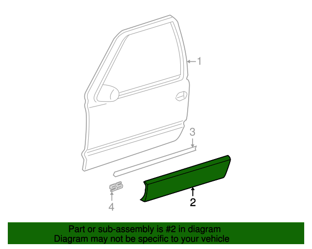 2007-2009 GM Front Passenger Side Door Lower Molding 25786792 ...