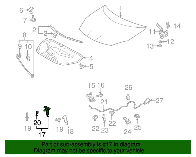 53550-47011 - Safety Catch - 2010-2015 Toyota | OEM Genuine Toyota Parts