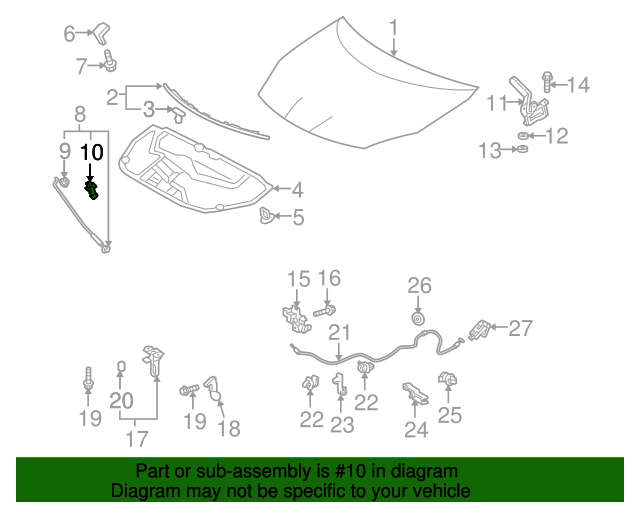53452-47010 - Hood Prop Rod Retainer - 2010-2015 Toyota | OEM Genuine ...
