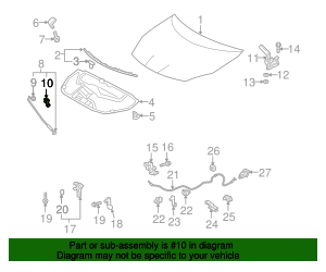 53452-47010 - Hood Prop Rod Retainer - 2010-2015 Toyota | OEM Genuine ...