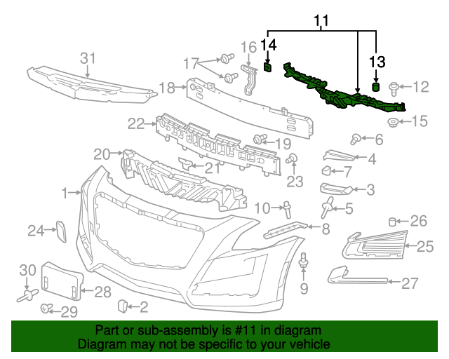 2014-2019 Cadillac CTS Front Bumper Fascia Center Support 84319671 GM ...