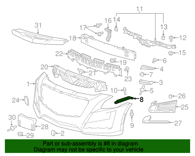 2014-2019 Cadillac CTS Passenger Side Front Bumper Fascia Outer Bracket ...
