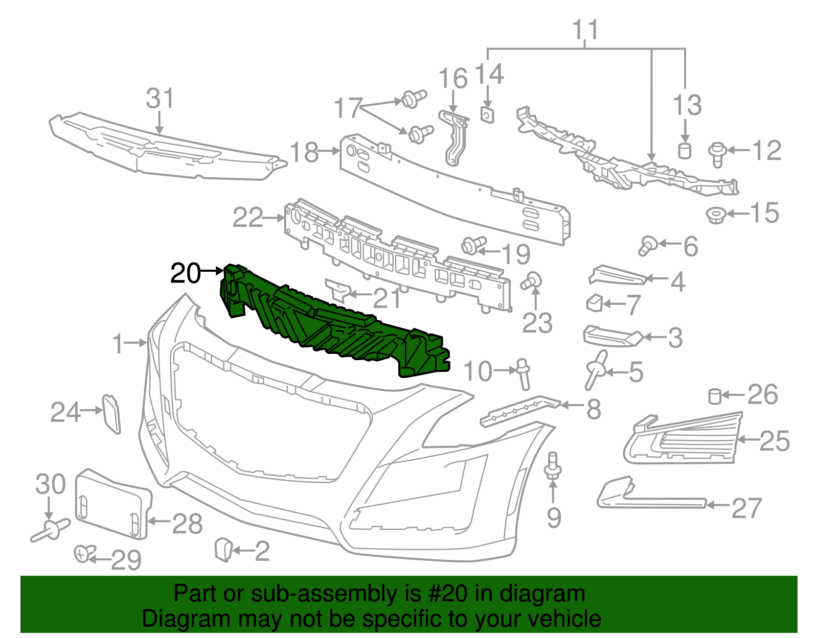 23300825 - High-Quality Front Bumper Fascia Energy Absorber for 2014 ...