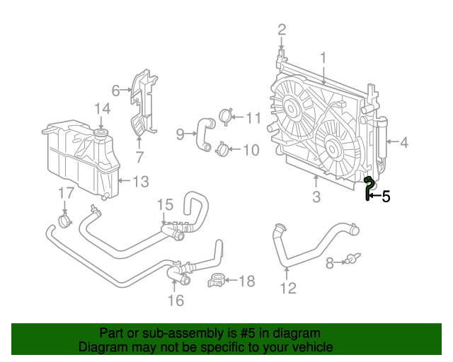 2005-2009 Mopar Upper Hose 55038135AA | TascaParts.com