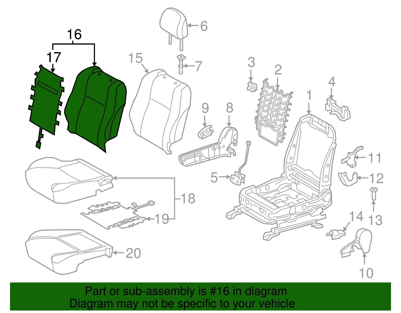 2021-2023 Toyota Tacoma Seat Back Cover 71073-04841-C4 | OEM Parts Online