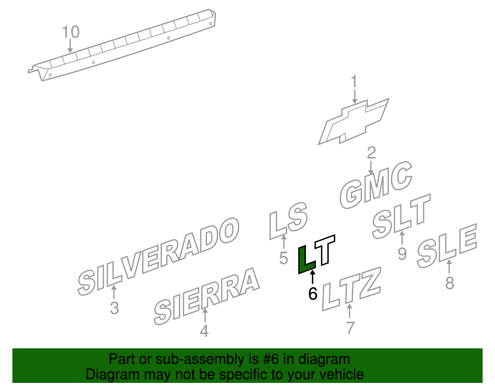 2007-2019 GM Silverado Name Plate 15129652 GM | GMPartsDirect.com