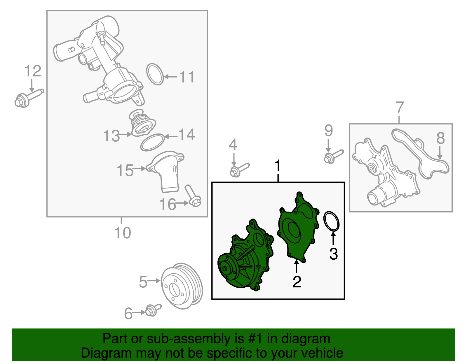 2011-2019 Ford Water Pump BR3Z-8501-N | GetOEM