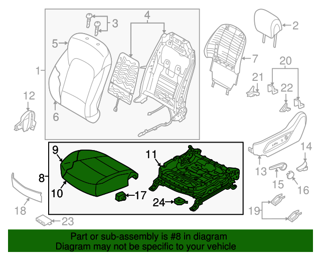 88107-B8010-R7X - Cushion Assembly - 2013-2016 Hyundai Santa Fe | World ...